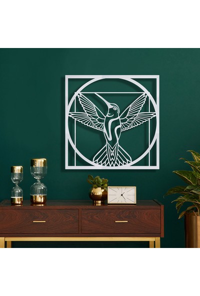 Ferre Monte Humming Bird Metal Duvar Tablosu - 99X99, Beyaz