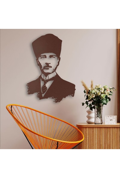 Ferre Monte Mustafa Kemal Atatürk Metal Duvar Tablosu - 35X49, Bakır Ferre Monte Mustafa Kemal Atatürk Metal Duvar Tablosu - 35X49, Bakır