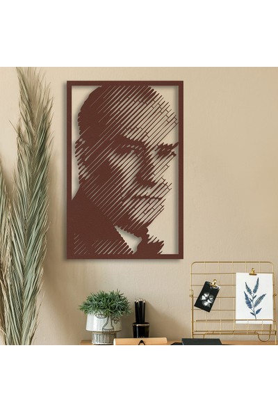 Ferre Monte Atatürk Portresi Metal Duvar Tablosu - 65X99, Bakır Ferre Monte Atatürk Portresi Metal Duvar Tablosu - 65X99, Bakır