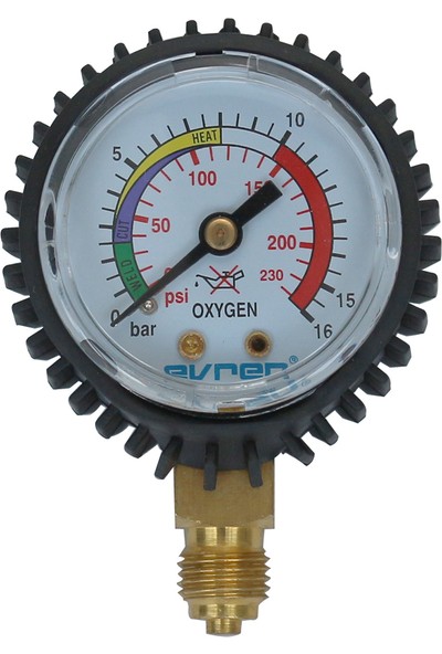 Evren 105 Basınç Göstergesı 0-16 Bar Oksijen, Azot Çıkış