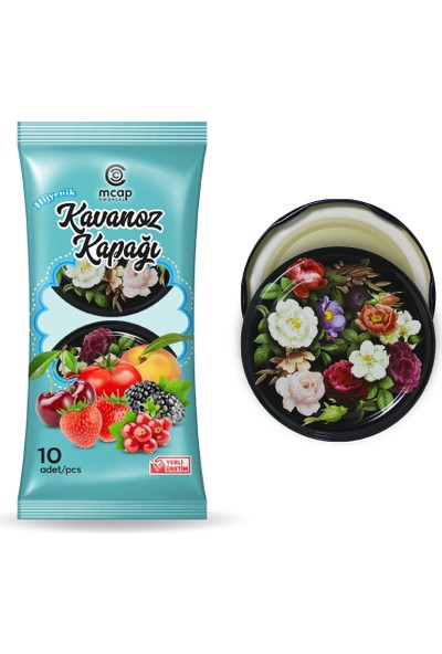 MCAP Desenli Konserve Kavanoz Kapağı - 10 Adet (Standart Boy - 82 Mm) MCAP Desenli Konserve Kavanoz Kapağı - 10 Adet (Standart Boy - 82 Mm)