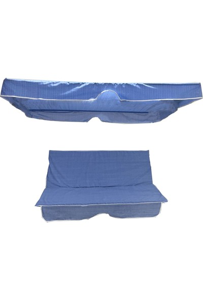 Bahçe Salıncağı Minder Kılıfı 2 Kişilik (Süngerli)Vip Minder-Mavi Çizgili