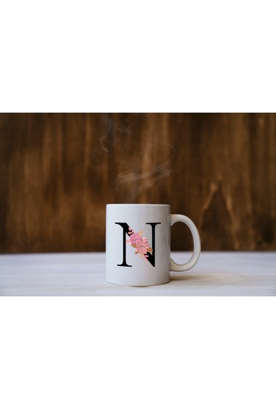 Ünsal Design N Harfi Baskılı Seramik Kahve Çay Kupası Ünsal Design N Harfi Baskılı Seramik Kahve Çay Kupası