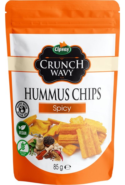 Cipsaş Crunch Wavy Baharat Aromalı Vegan Glütensiz Zeytinyağlı Fırınlanmış Nohut Cipsi (Hummus Chips) Cipsaş Crunch Wavy Baharat Aromalı Vegan Glütensiz Zeytinyağlı Fırınlanmış Nohut Cipsi (Hummus Chips)