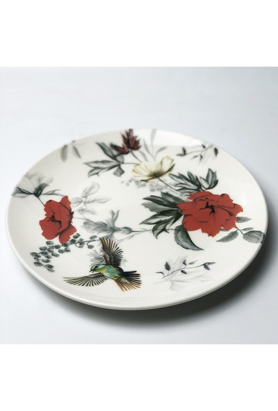 Porselen Servis Tabağı 6'lı - Çiçek Desenli
