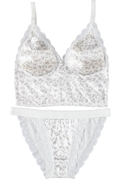 Paketle Express Baskılı Kadife Bralet Bayan Sütyen Takım 75/90