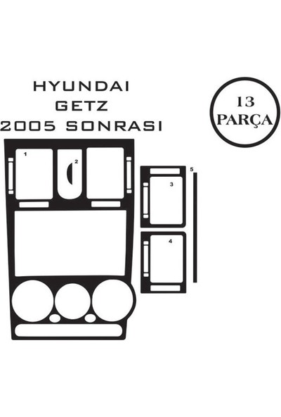 Carat Hyundai Getz 06-11 13 Parça Konsol Maun Kaplama Gümüş Carat Hyundai Getz 06-11 13 Parça Konsol Maun Kaplama Gümüş