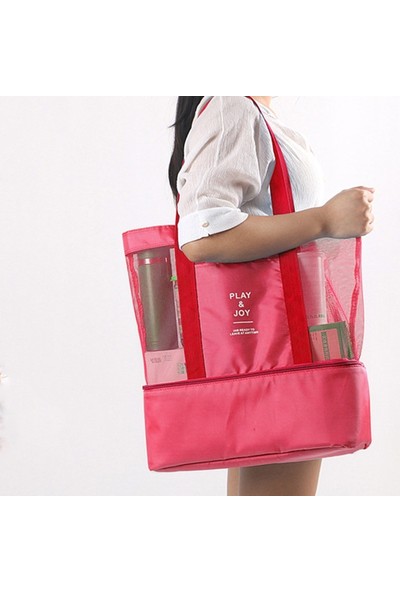 Generic Çift Katlı Örgü Spor Duffel Plaj Piknik Omuz Çantası Siyah (Yurt Dışından)