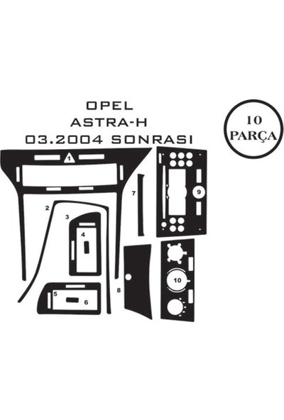 Carat Opel Astra H 03-08 10 Parça Konsol Maun Kaplama Karbon Carat Opel Astra H 03-08 10 Parça Konsol Maun Kaplama Karbon