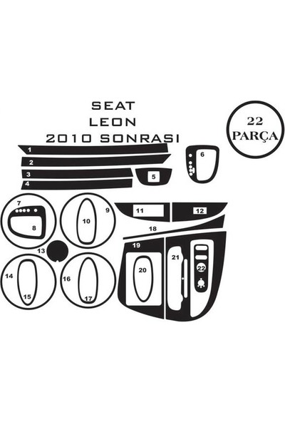 Carat Seat Leon 2 05-12 22 Parça Konsol Maun Kaplama Gümüş Carat Seat Leon 2 05-12 22 Parça Konsol Maun Kaplama Gümüş