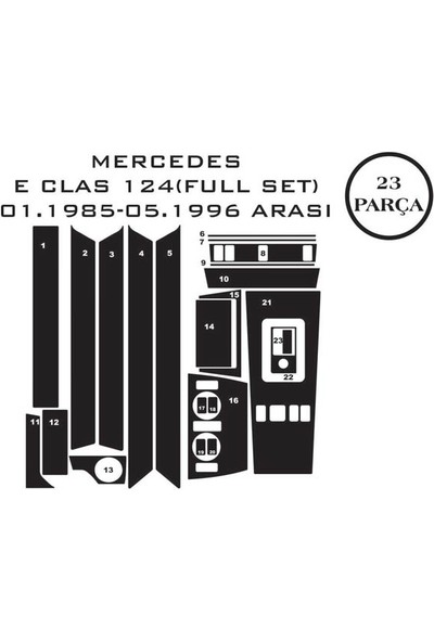 Carat Mercedes E Class 85-95 W124 23 Parça Konsol Maun Kaplama Maun Carat Mercedes E Class 85-95 W124 23 Parça Konsol Maun Kaplama Maun