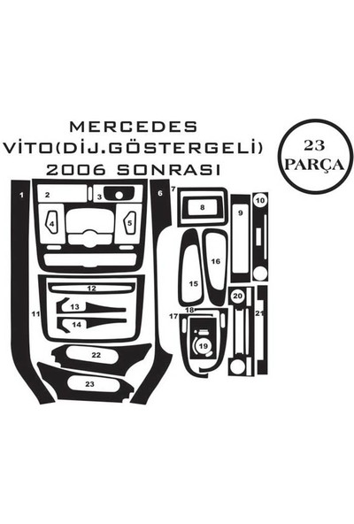 Carat Mercedes Vito 04- 23 Parça Dijital Gösterge Konsol Maun Kaplama Siyah Carat Mercedes Vito 04- 23 Parça Dijital Gösterge Konsol Maun Kaplama Siyah