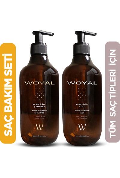 Woyal Kemik Ilikli Şampuan 500 ml & Kemik Iliği Sütü 500 ml Woyal Kemik Ilikli Şampuan 500 ml & Kemik Iliği Sütü 500 ml