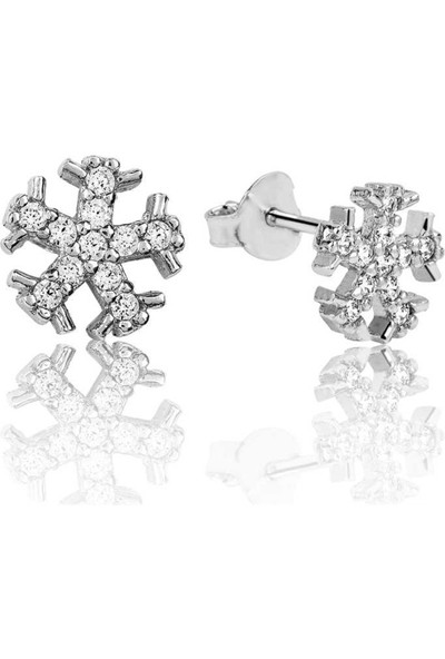 Gumush Gümüş Kar Tanesi Çivili Küpe