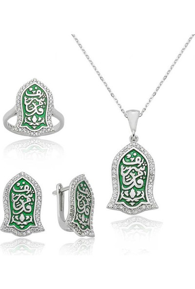 Gumush Gümüş Kadem-I Şerif Yeşil Bayan Set