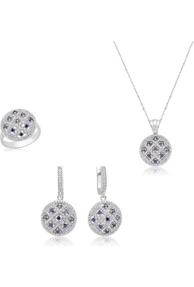 Gumush Gümüş Zirkon Taşlı Bayan Set