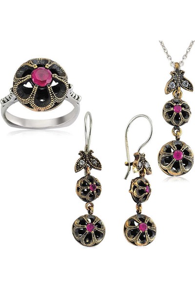 Gumush Gümüş Otantik Çiçek Bayan Set