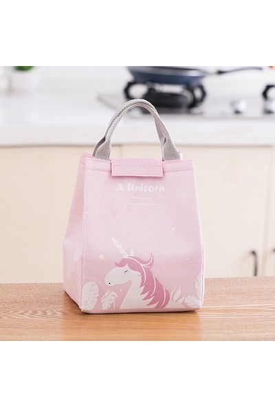 Generic 3 Adet Büyük Kapasiteli Yemek Çantası Gri Tek Boynuzlu At (Yurt Dışından)