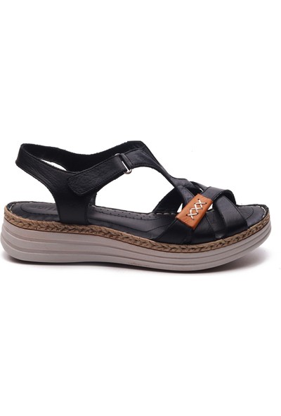 Bulldozer BUL-221566 Deri Siyah Kadın Sandalet