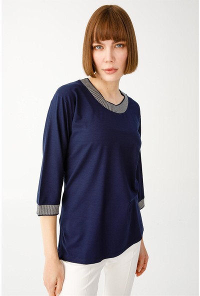 Ribanalı Truvakar Kol Bluz-Lacivert