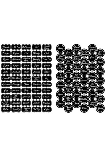 104 Adetli Sticker Siyah Baharat Bakliyat Mutfak Kavanoz Etiketi 104 Adetli Sticker Siyah Baharat Bakliyat Mutfak Kavanoz Etiketi