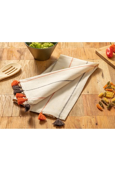 English Home Organic Striped Pamuk Kurulama Bezi 40 x 60 Kahve