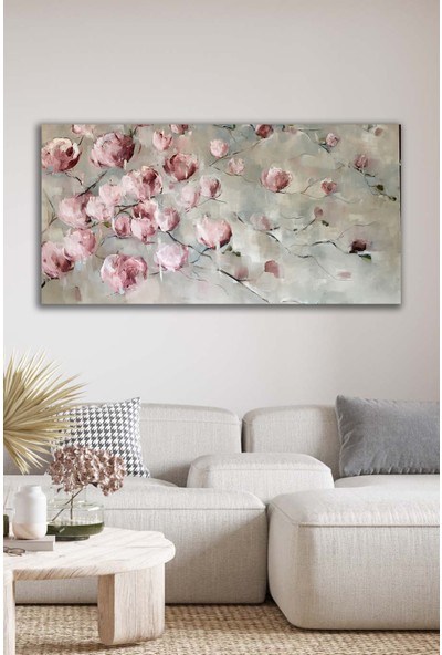 Blok Design Pembe Çiçekler Dekoratif Kanvas Duvar Tablosu Blok Design Pembe Çiçekler Dekoratif Kanvas Duvar Tablosu