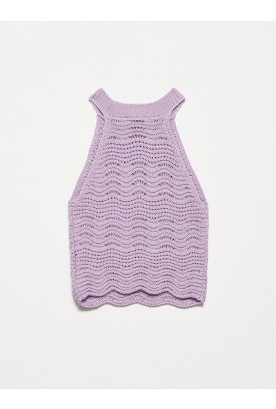 Dilvin 10158 Bisiklet Yaka Triko Atlet-Lavanta