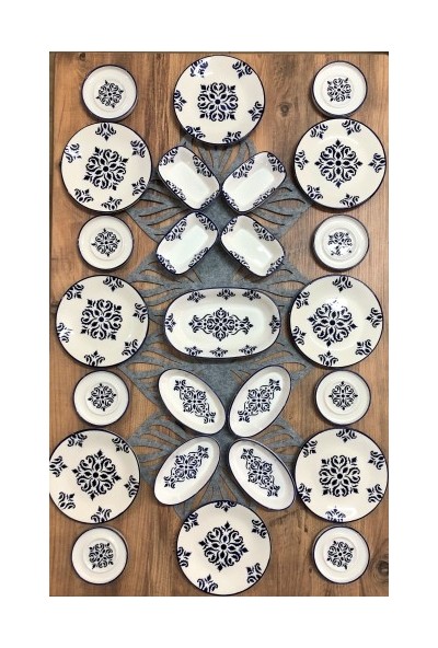 Yiğit Seramik Isırgan 8 Kişilik Yuvarlak Model 25 Parça Çay Tabaklı Kahvaltı Takımı