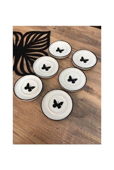 Yiğit Seramik Kelebek 8'li Çay Tabağı