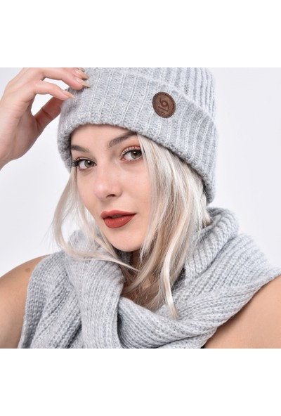 sixmood Açık Gri Melanj Triko Atkı-Bere sixmood Açık Gri Melanj Triko Atkı-Bere