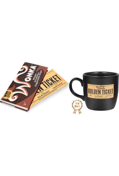 Mabbels Willy Wonka Çikolata Defter ve Mabbels Willy Wonka Altın Bilet Mug Mabbels Willy Wonka Çikolata Defter ve Mabbels Willy Wonka Altın Bilet Mug