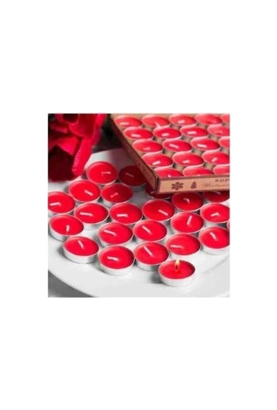 50'li Yuvarlak Tealight Kırmızı Mum