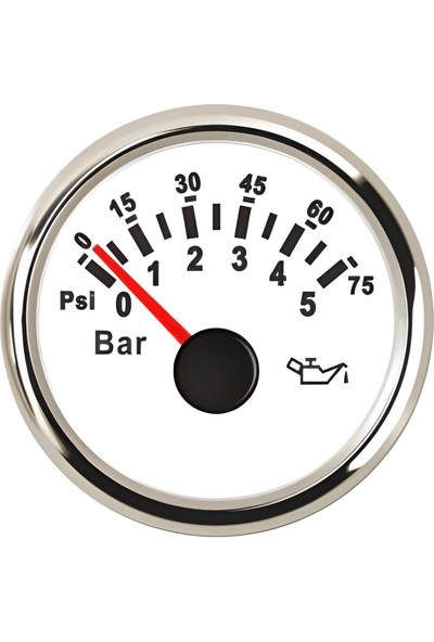 Kus Yağ Basınç Göstergesi 5 Bar Beyaz Çap 52MM 12/24V Tekne Yat