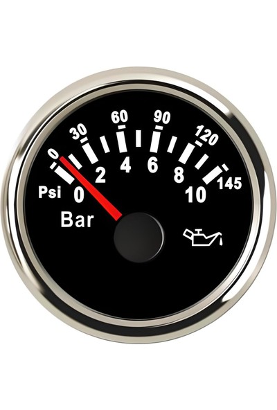 Kus Yağ Basınç Göstergesi 10 Bar Beyaz Çap 52MM 12/24V Tekne Yat