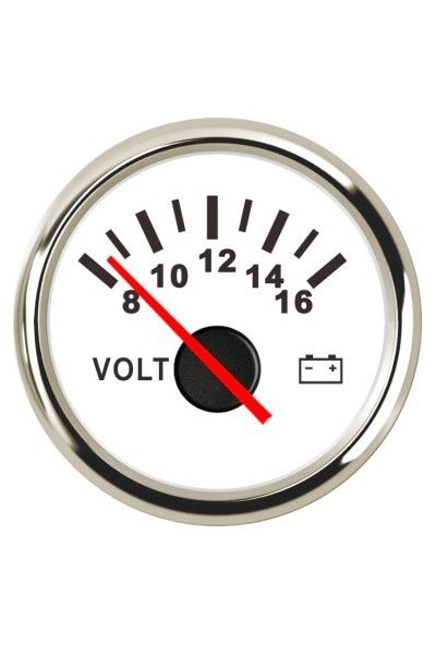 Kus Voltmetre Beyaz Çap 52MM 24V Tekne Yat