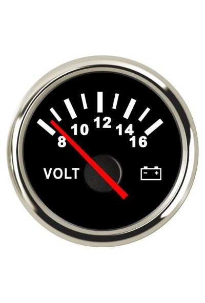Kus Voltmetre Siyah Çap 52MM 12V Tekne Yat