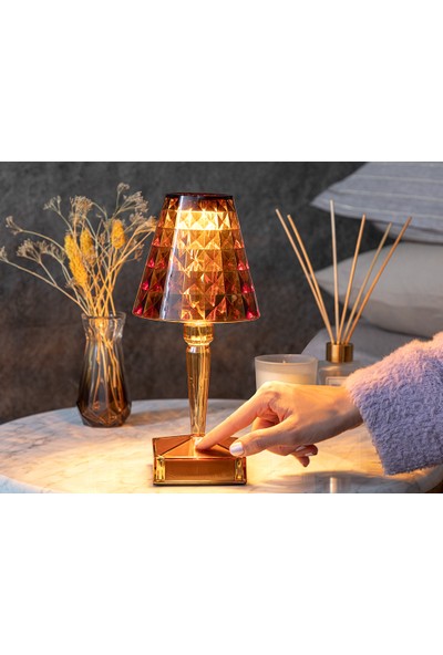 English Home Brilliant Ledli Abajur 26 cm Amber