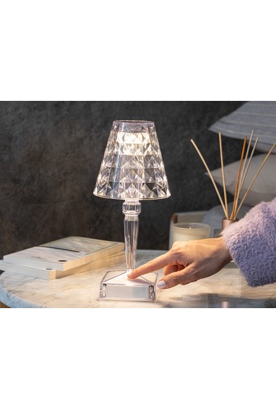 English Home Brilliant Ledli Abajur 26 cm Şeffaf