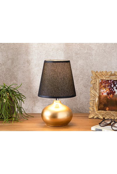 English Home Goldy Abajur 15X27 cm Siyah-Gold English Home Goldy Abajur 15X27 cm Siyah-Gold