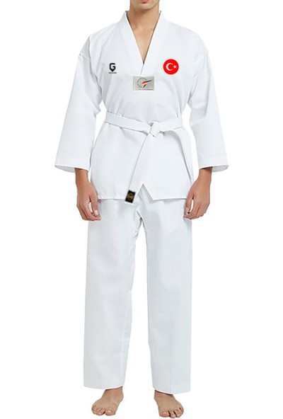 Top Glory Fitilli Beyaz Yaka Baskılı Taekwondo Elbisesi Dobok Top Glory Fitilli Beyaz Yaka Baskılı Taekwondo Elbisesi Dobok