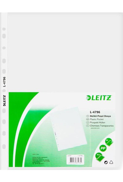 Leıtz A4 Delikli Şeffaf Poşet Dosya 5 Paket 100'LÜ L-4796T9