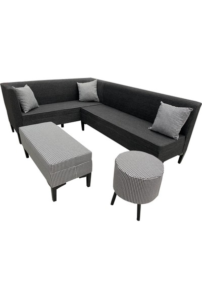 Modern (Pedli) Mutfak Köşe Takımı Puflu Tamamı Ağaç Iskelet