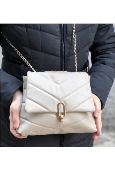 Bag Word Zincir Askılı V Desen Çapraz Askılı Çanta