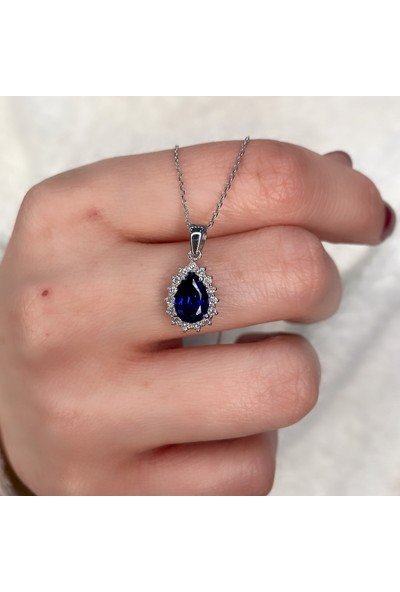 KAYRA Damla Safir ve Pırlantalı Kolye PK15