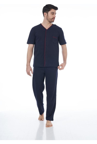 Estiva Erkek Önden Düğmeli Kısa Kollu Pijama Takımı