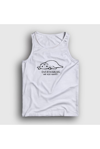 Presmono Unisex Beyaz Overthinking Cat Kedi Atlet