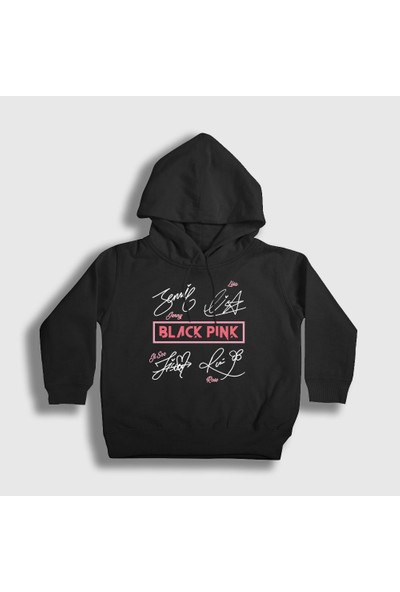Presmono Unisex Çocuk Siyah Tanda Tangan Blackpink Kapüşonlu Sweatshirt Presmono Unisex Çocuk Siyah Tanda Tangan Blackpink Kapüşonlu Sweatshirt