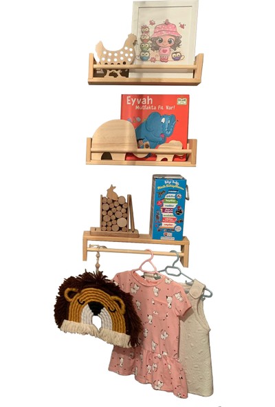 Ahşap Adası Doğal Montesori Kitaplık Çocuk Bebek Odası Duvar Rafı Ahşap 3lü Ahşap Adası Doğal Montesori Kitaplık Çocuk Bebek Odası Duvar Rafı Ahşap 3lü