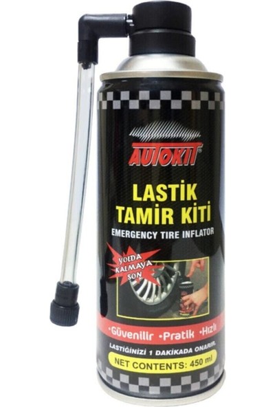 Autokit Kolay Lastik Tamir Edici Şişirici Sprey 450 ml Oto Araç Otomobil Tamir Kiti Autokit Kolay Lastik Tamir Edici Şişirici Sprey 450 ml Oto Araç Otomobil Tamir Kiti